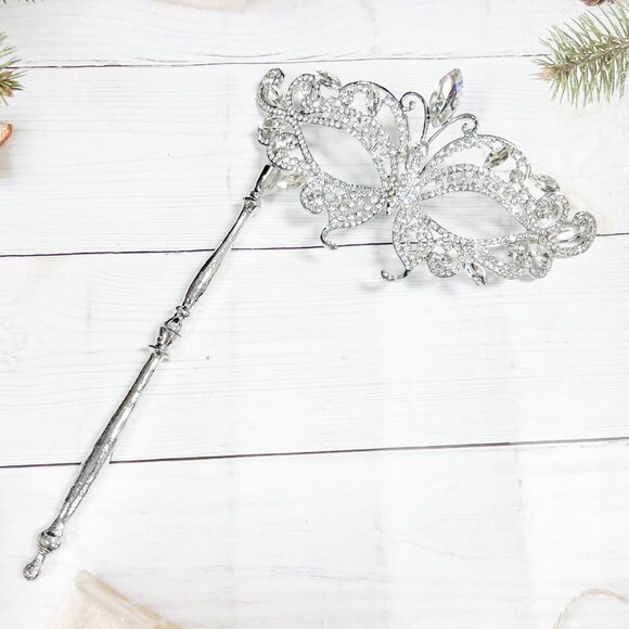 Handmade | Accessories | Masquerade Mask With Stick Wedding Party ...